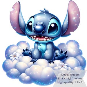 1 PNG Stitch Clouds Shine, Clipart Images, Digital Design PNG File for ...