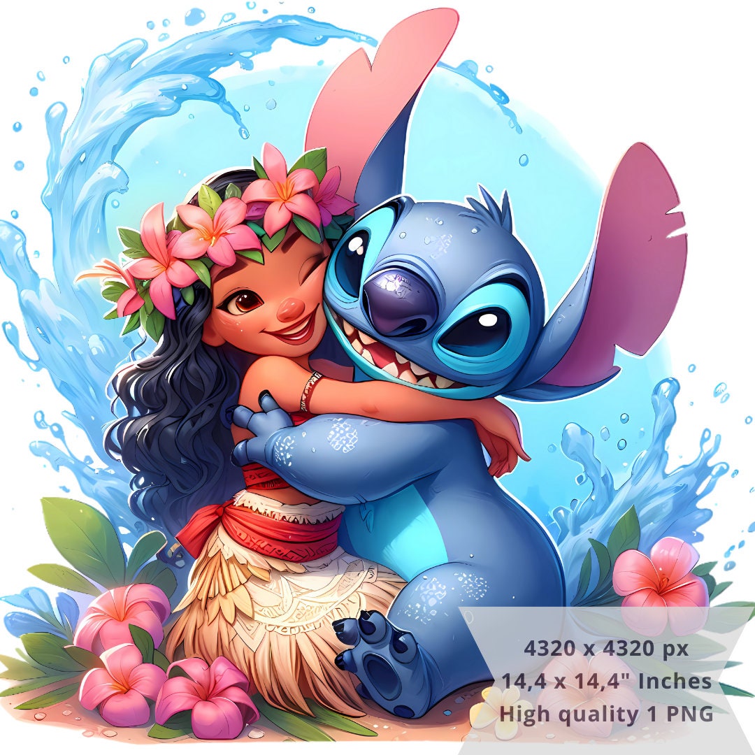 1 Moana and Stitch PNG, Clipart Images, Digital Design PNG File for ...