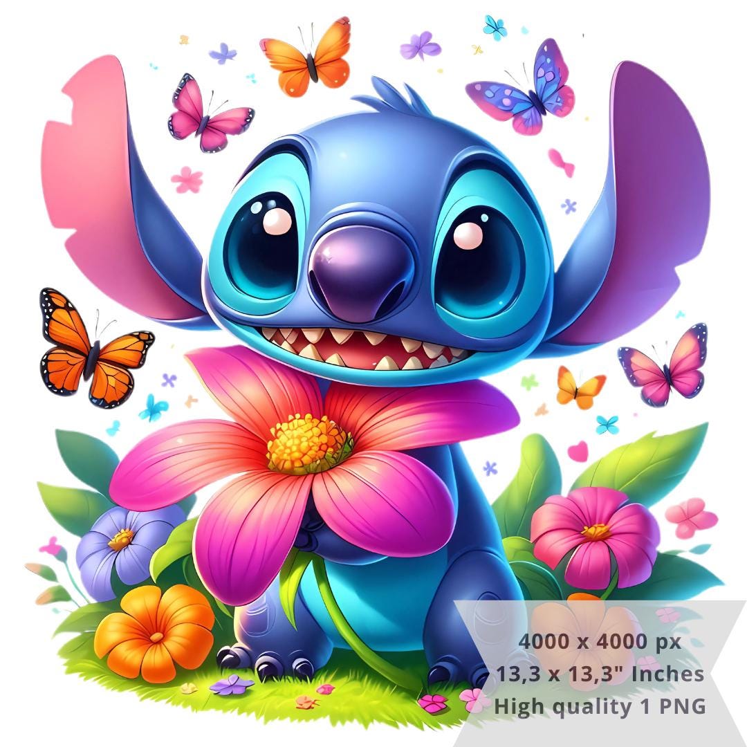 1 PNG Cute Stitch Flowers, Clipart Images, Digital Design PNG File for ...