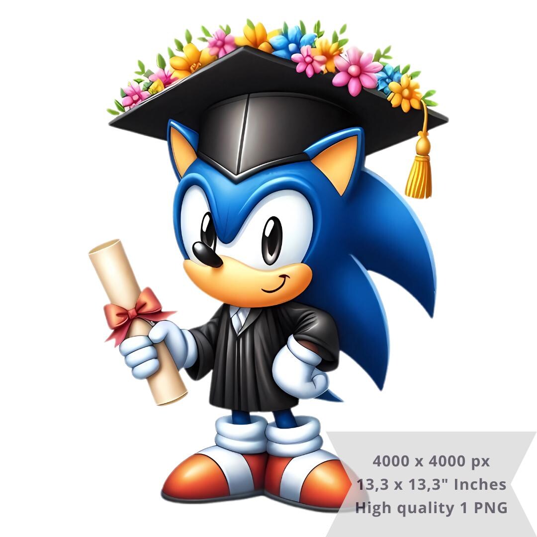 1 PNG Cute Sonic Flowers Graduation, Clipart Images, Digital Design PNG ...