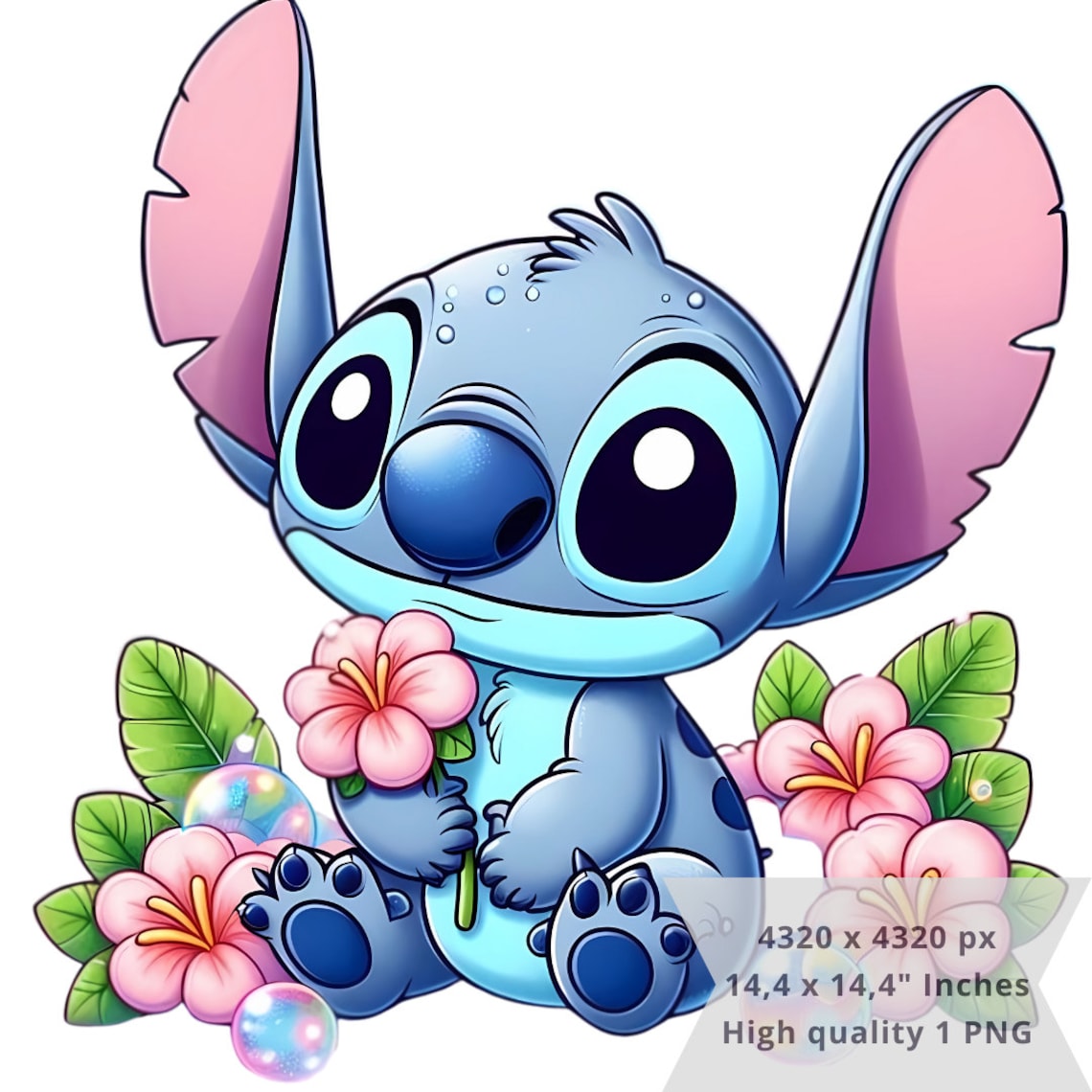 1 PNG Stitch Bubble Flowers, Clipart Images, Digital Design PNG File ...