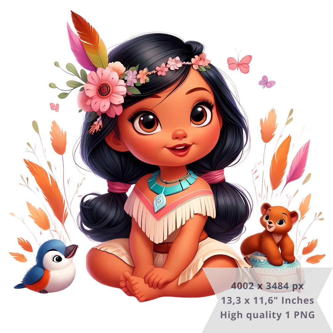 1 PNG Cute Princess Pocahontas, Clipart Images, Digital Design PNG File ...