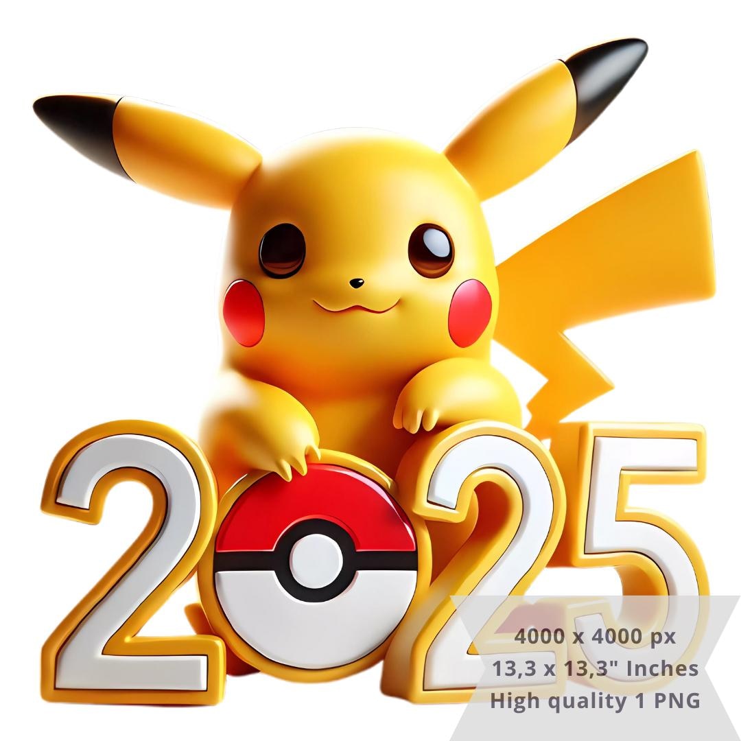 1 PNG Cute Pikachu New Year 2025, Clipart Images, Digital Design PNG ...
