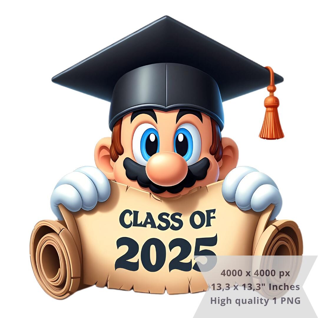 1 PNG Cute Super Mario Graduation, Clipart Images, Digital Design PNG ...