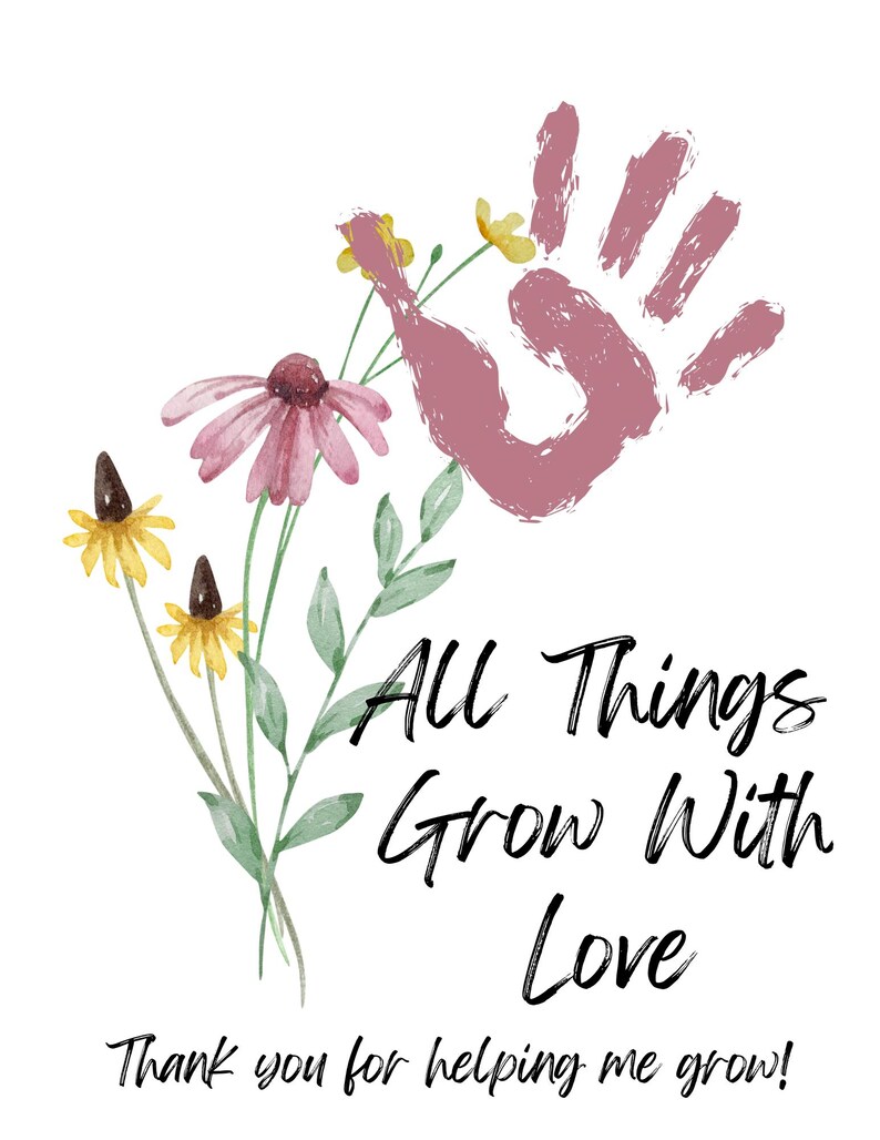 Thank You for Helping Me Grow Handprint Template Flower Bouquet ...
