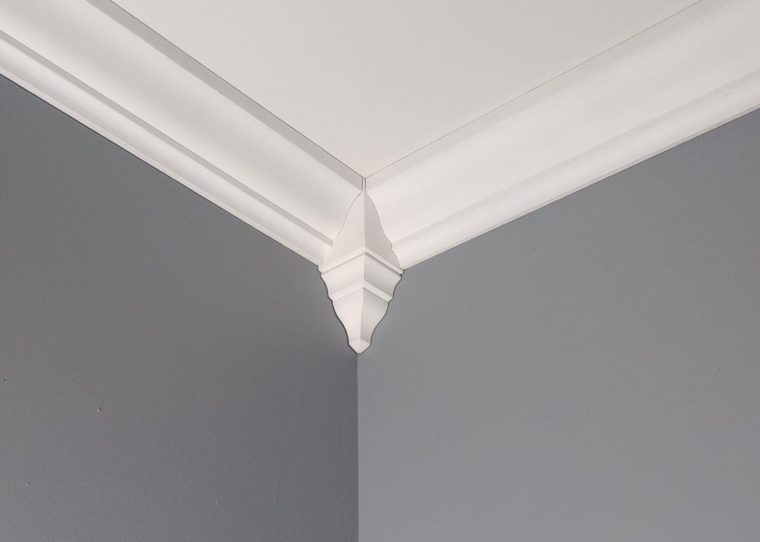 4 Crown Molding Corner Blocks Fits 4 5/8" Molding. (package of 4 White ...