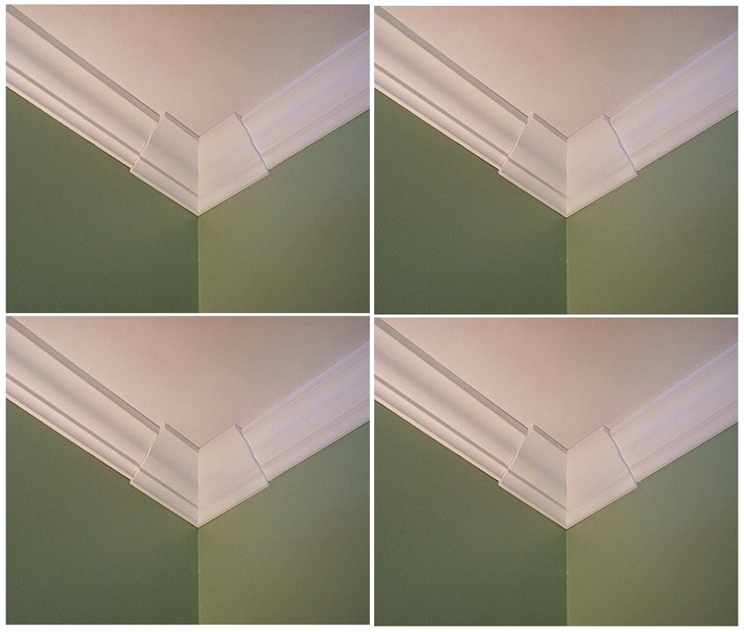 Crown Molding Corner Blocks Low Profile Deco Style Fits 3 5/8" Molding ...
