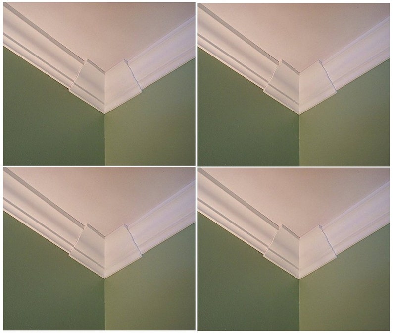 4 Deco Style Crown Molding Corner Blocks - Fits 3 5/8" Molding (4-pack ...