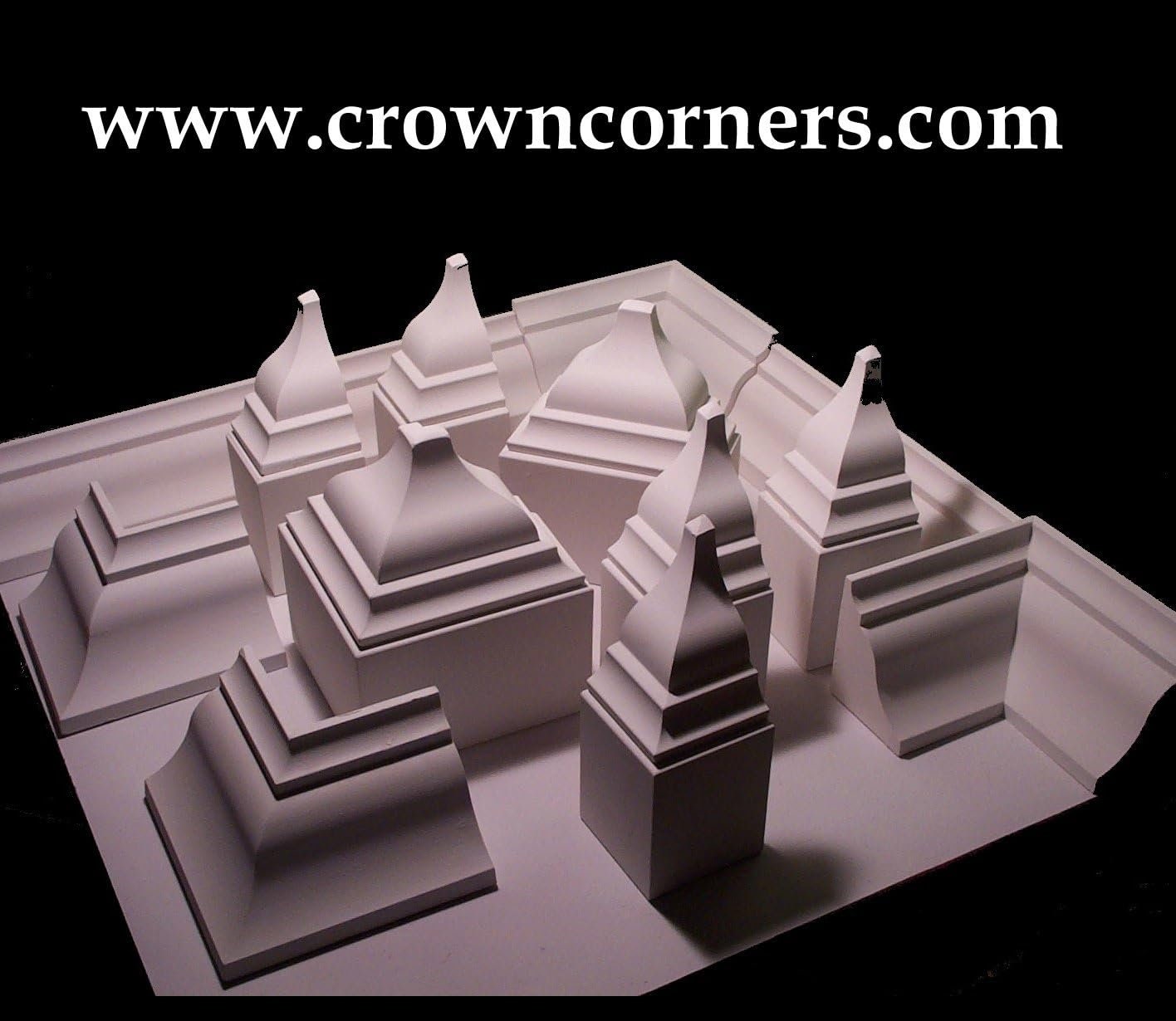 5 Deco Crown Molding Corner Blocks - Low Profile (package of 5) - Fits ...