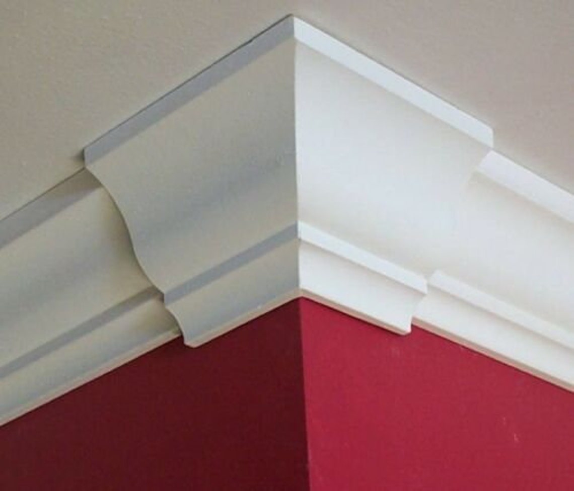 1 Crown Molding Corner Outside Block LOW PROFILE DECO Style Fits 3 5/8 ...