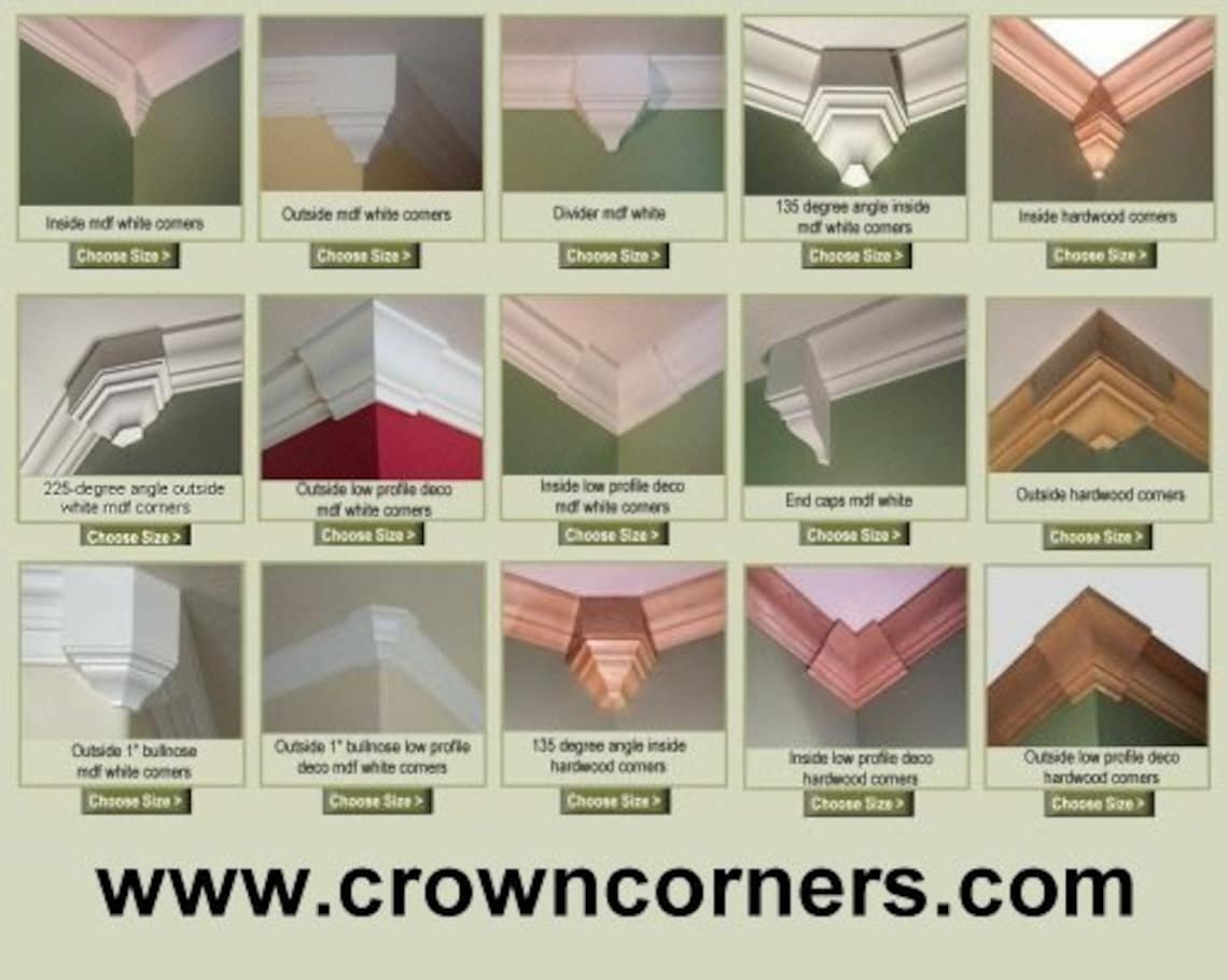 1 Crown Molding Corner Outside Block LOW PROFILE DECO Style Fits 3 5/8 ...