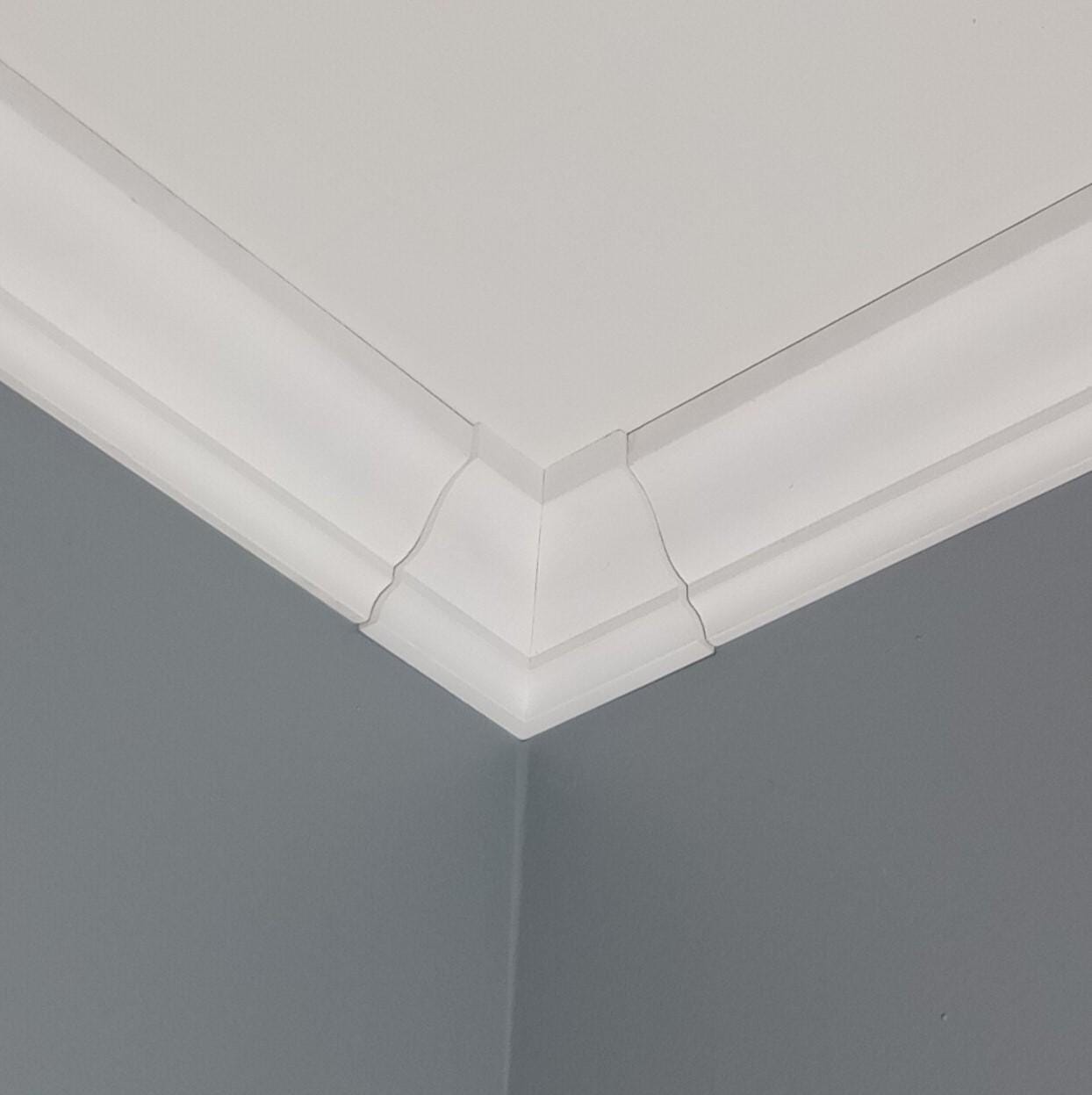 4 Crown Molding Corner Blocks LOW PROFILE DECO Style Fits 4 5/8 ...