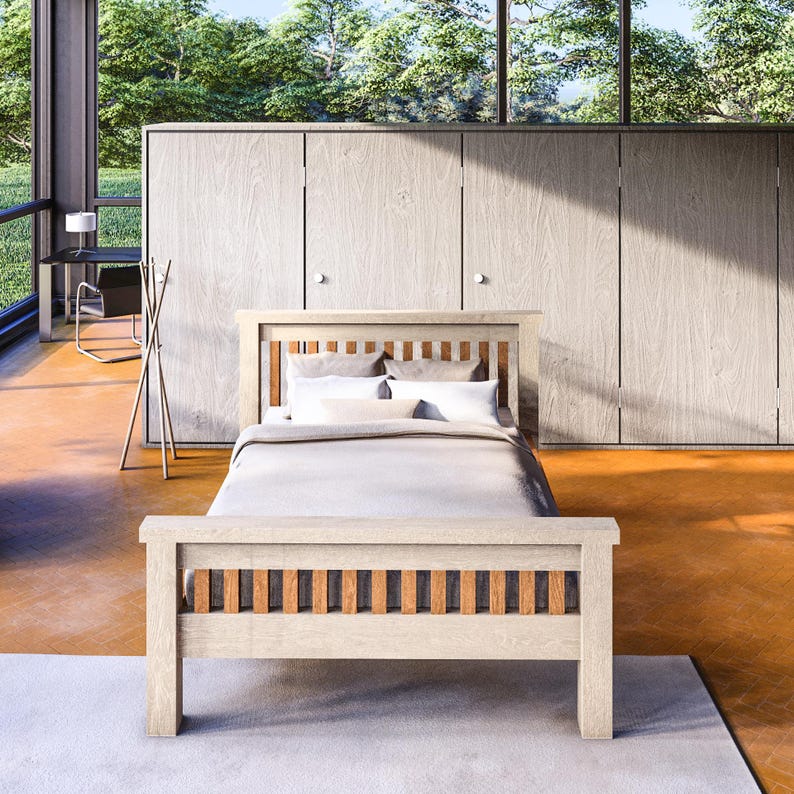 Full Size Bed Frame Plan: DIY Rustic Farmhouse Style (PDF) - Etsy