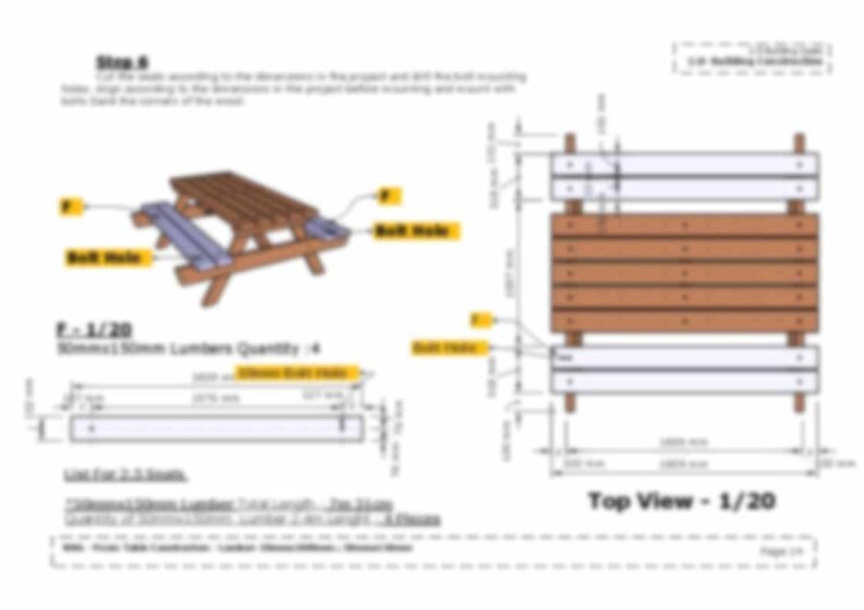 6' Picnic Table - Digital PDF Download-diy Woodworking Plans-stepbystep ...
