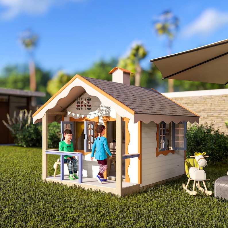 DIY Wooden Kids Playhouse Plan: Easy-build Outdoor Cottage (PDF ...