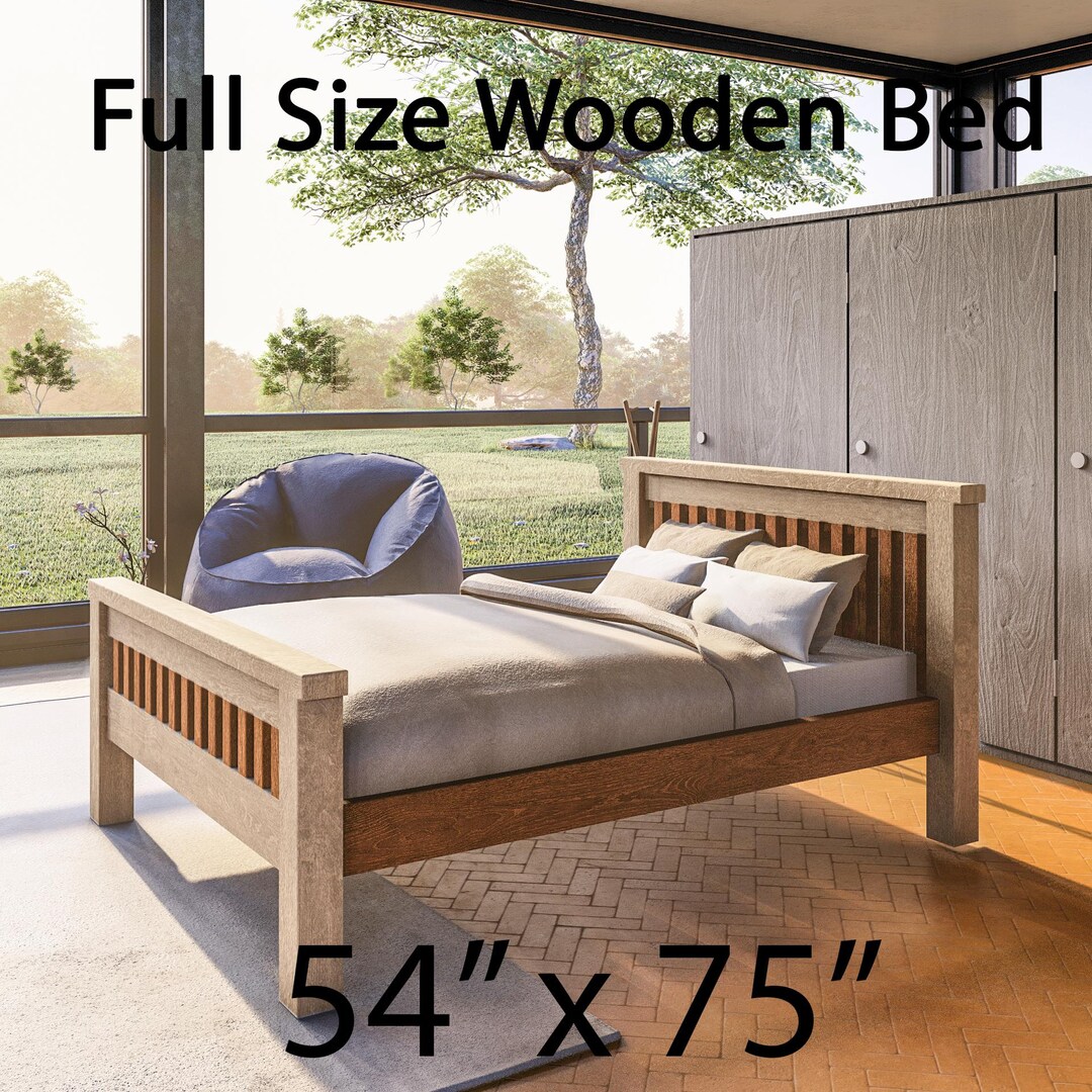 Full Size Bed Frame Plan: DIY Rustic Farmhouse Style (PDF) - Etsy