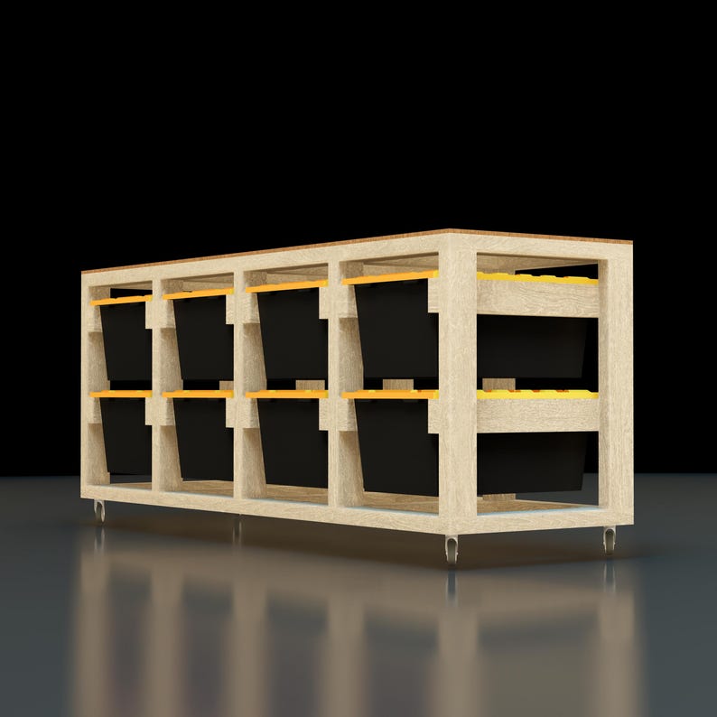 27 Gallon Tote Rack and Workbench – DIY Woodworking Plans – Mobile ...