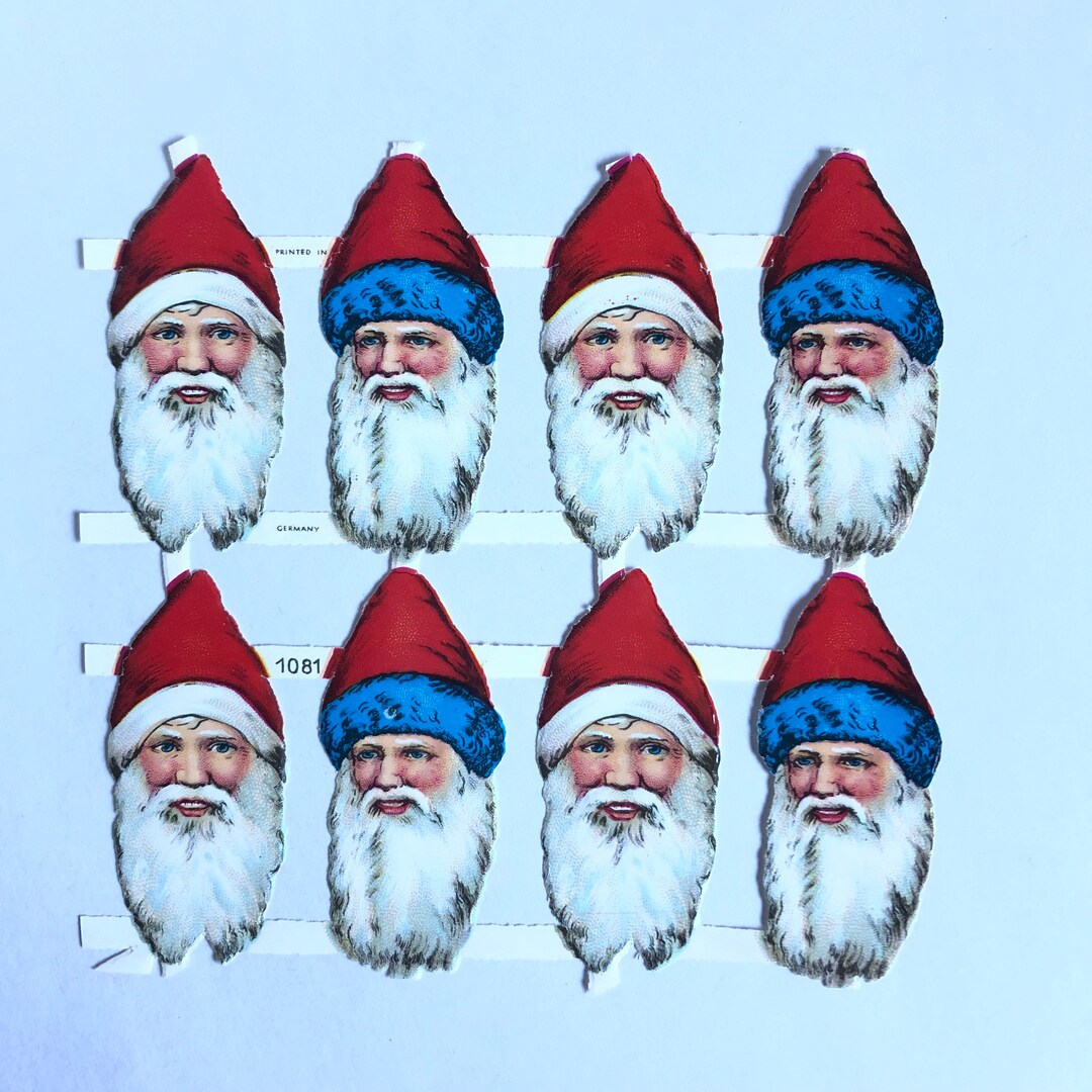Santa Claus Heads. Paper Scrap. Ephemera. Set of 8. German Scrap - Etsy