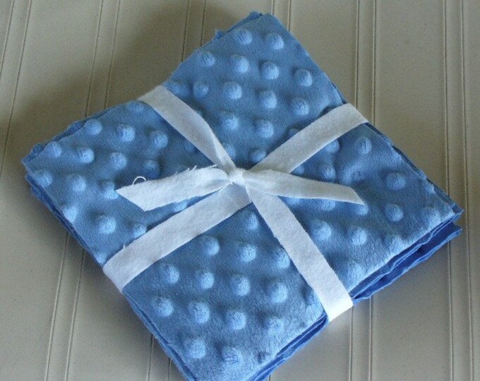 12 8 Inch Minky Minkee Dot MEDIUM BLUE Fabric Squares for Rag Quilting ...