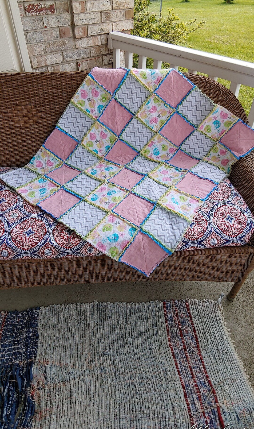 Rag Quilt, Small Crib Size Rag Quilt, Baby Rag Quilt, Flannel Minky Rag ...