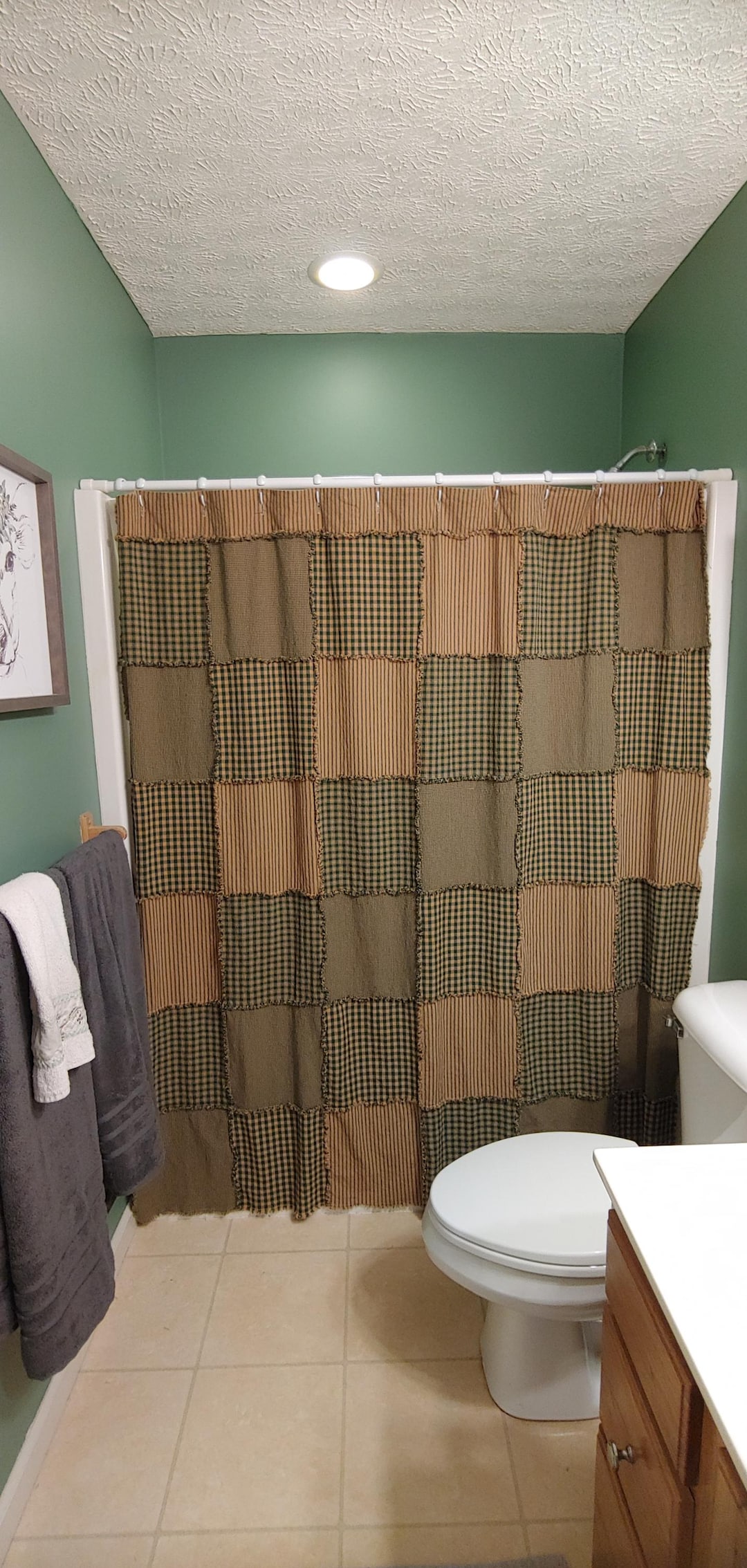 Primitive Homespun Rag Shower Curtain, Homespun Shower Curtain, Custom ...