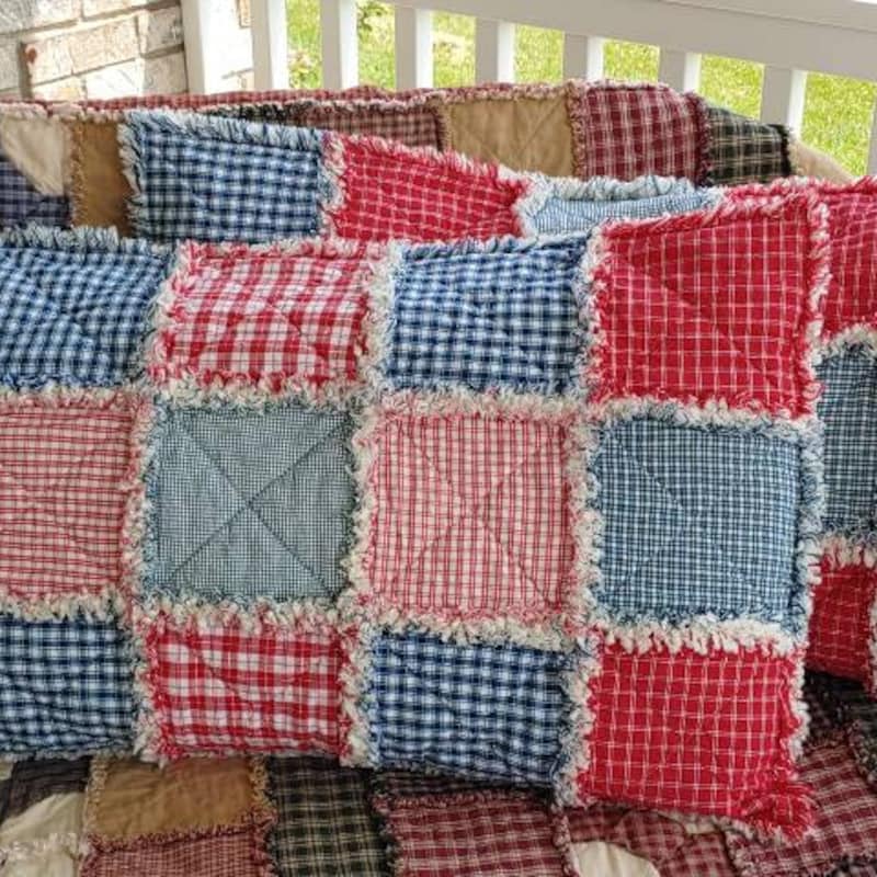 Rag Quilt Pillow - Etsy