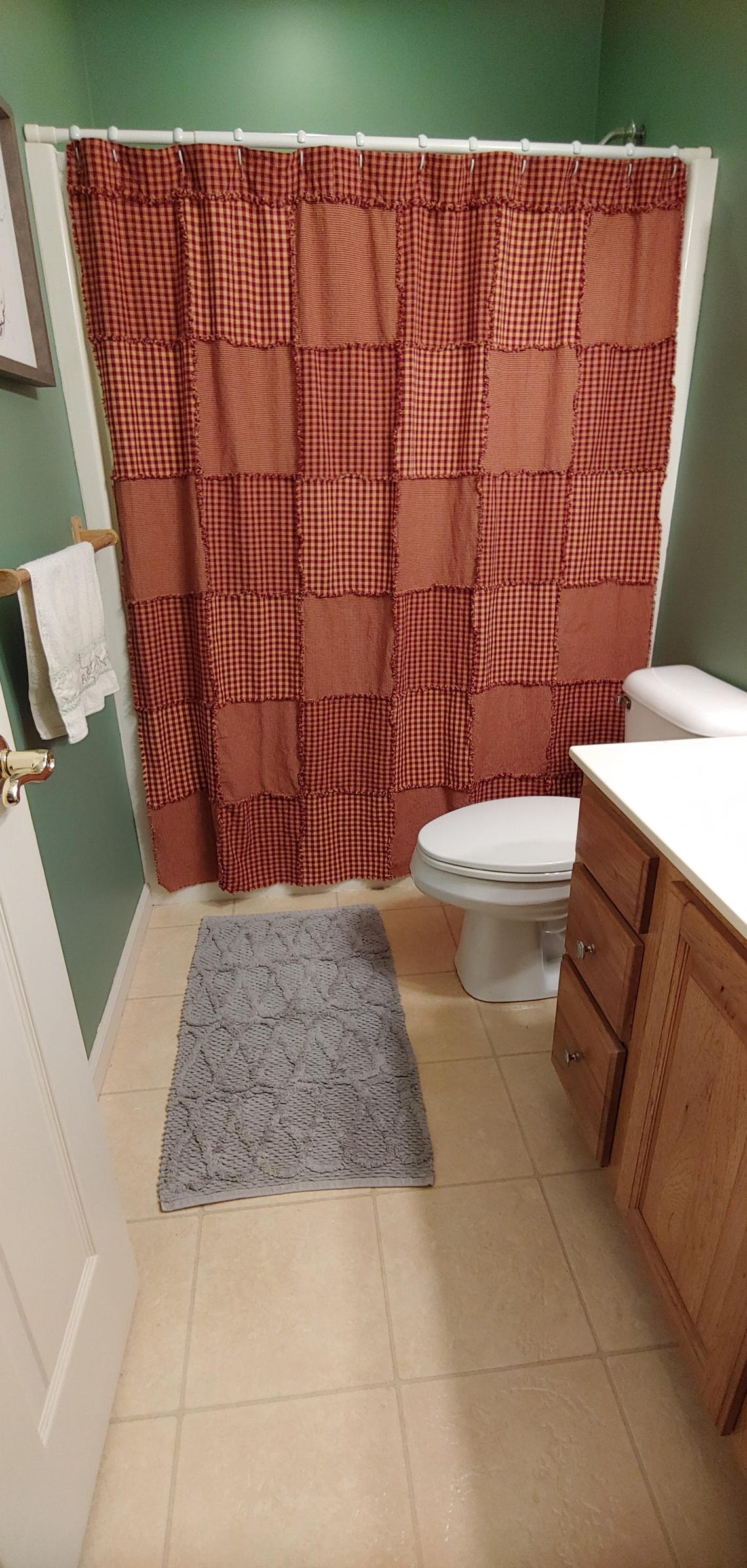 Primitive Homespun Rag Shower Curtain, Homespun Shower Curtain ...