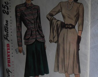 1940s Uncut Dress Pattern - Etsy