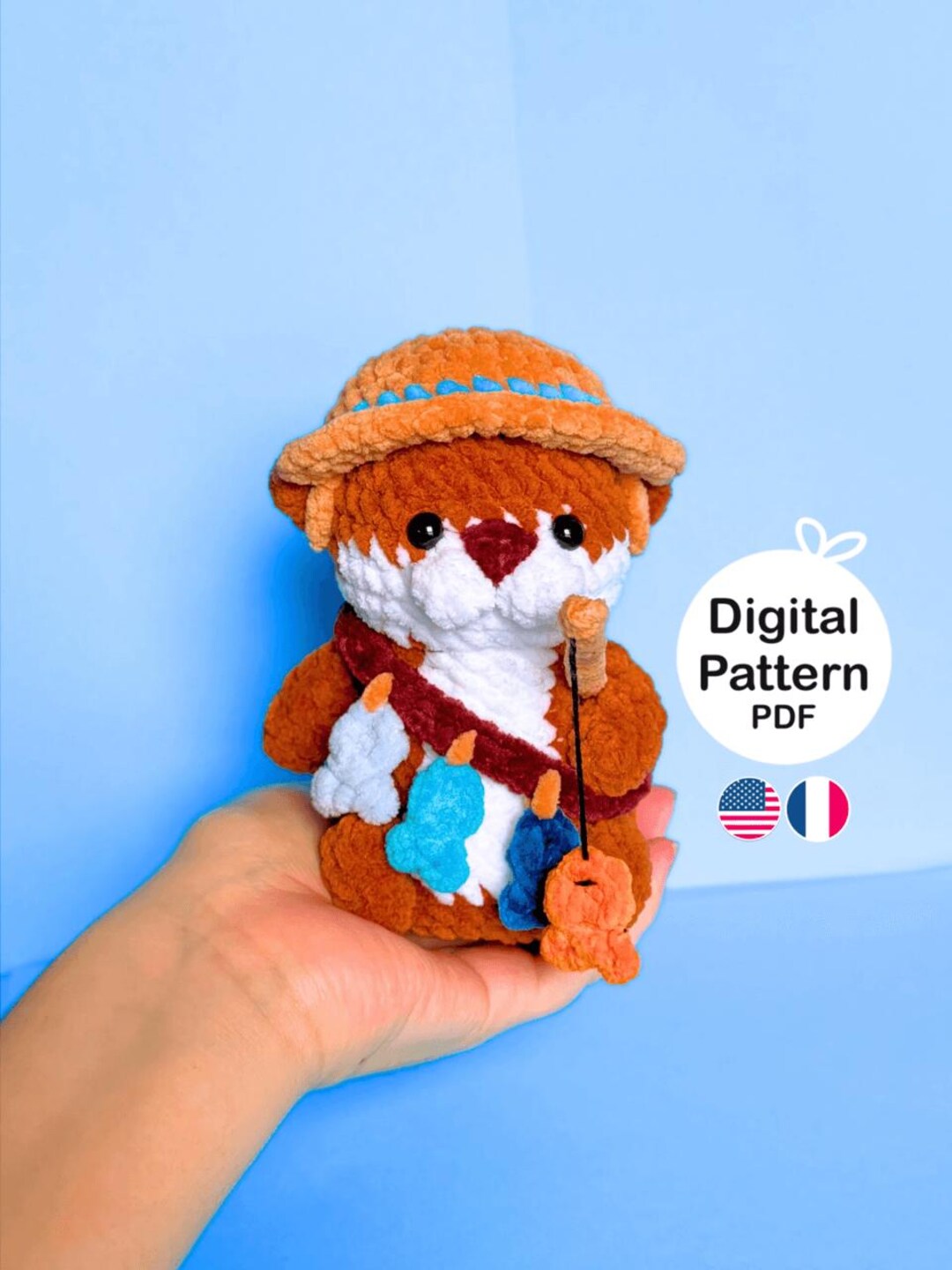 PDF Crochet Pattern: Otter Plushie With Fishing Gear | Cute Otter ...