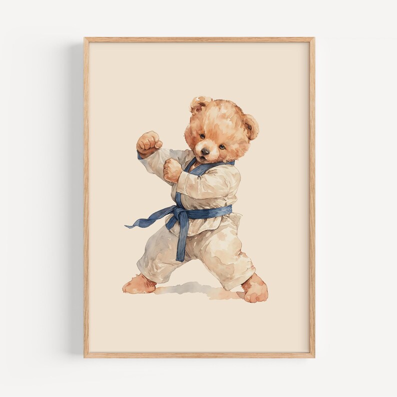 Teddy Bear Sports Nursery Wall Art Set of 6, Printable Watercolor ...