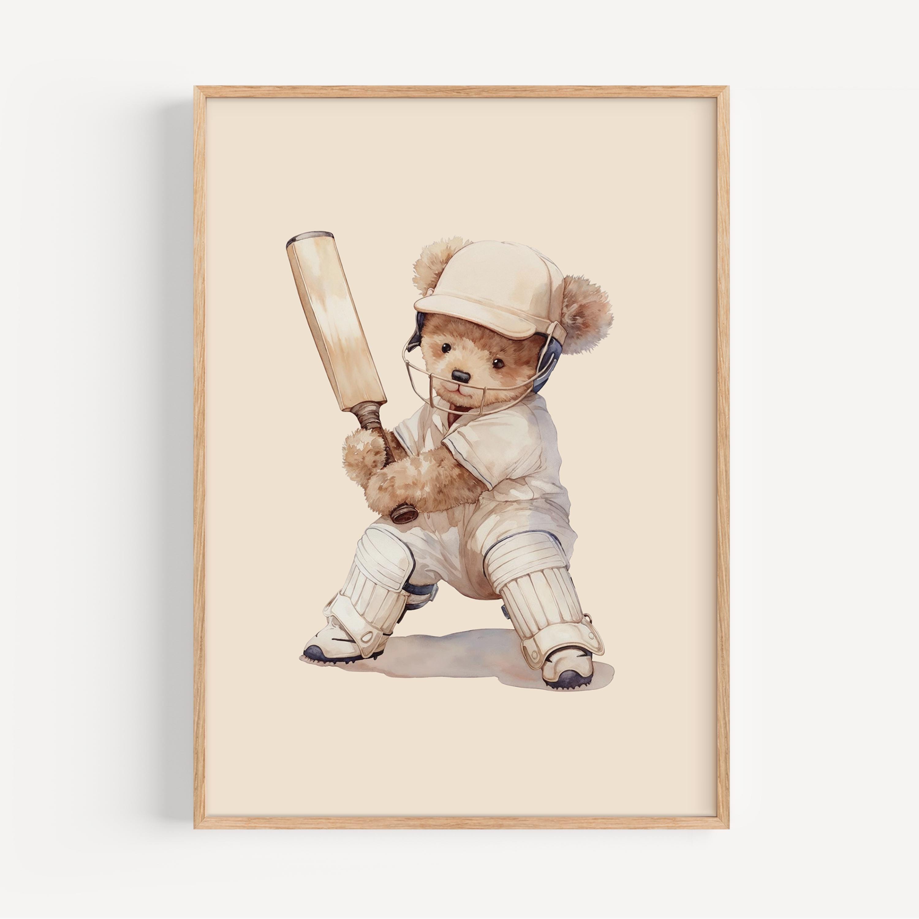Teddy Bear Sports Nursery Wall Art Set of 6, Printable Watercolor ...