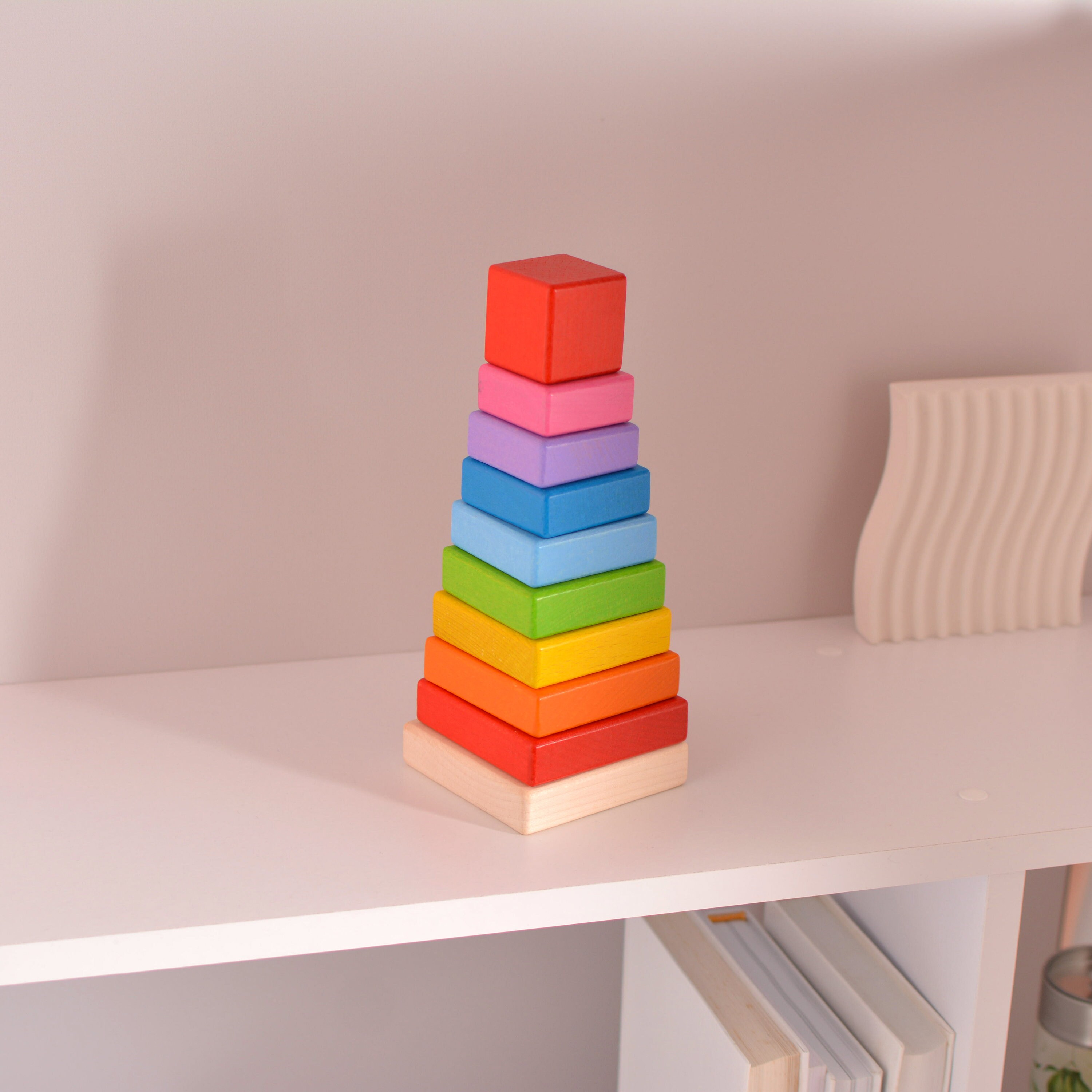 Wooden Stacking Toy Square Bright Colors Montessori Baby Toy Nursery ...
