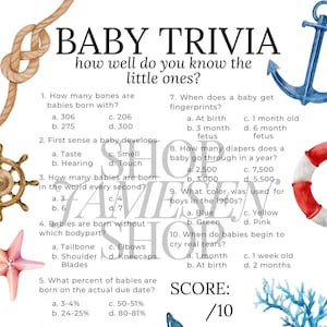 Baby Shower Trivia Game, Nautical Theme, Digital Download - Etsy