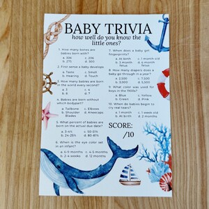 Baby Shower Trivia Game, Nautical Theme, Digital Download - Etsy