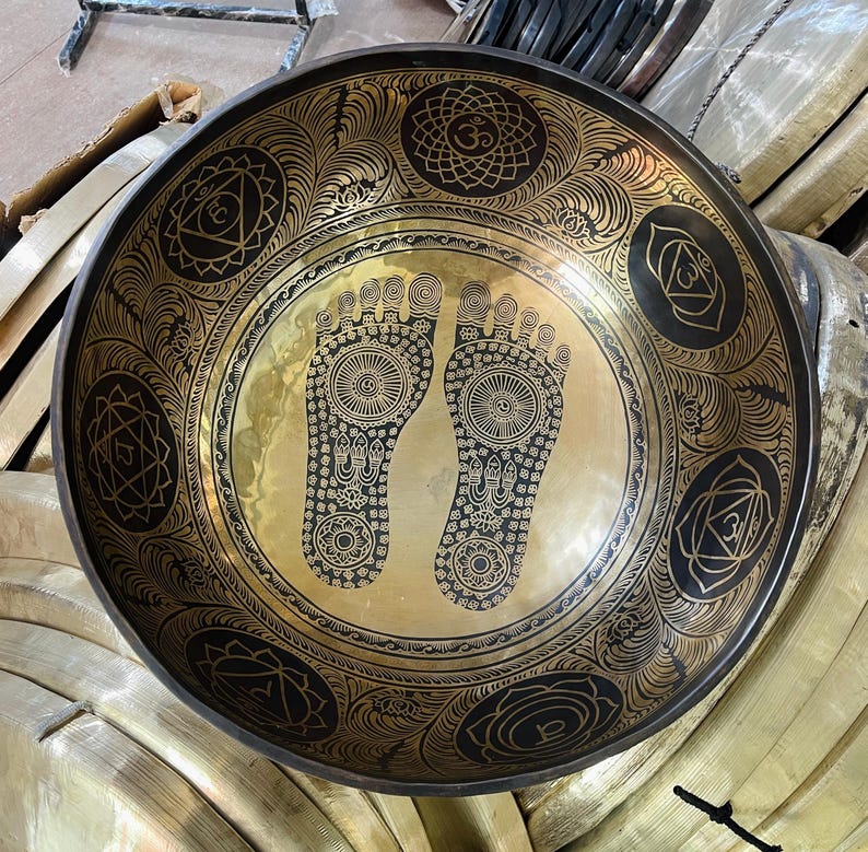 Large Buddha Feet Singing Bowl: Chakra Healing Meditation Bowl - Etsy