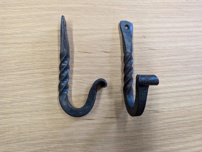 Hand Forged Steel Hook With Twist - Etsy