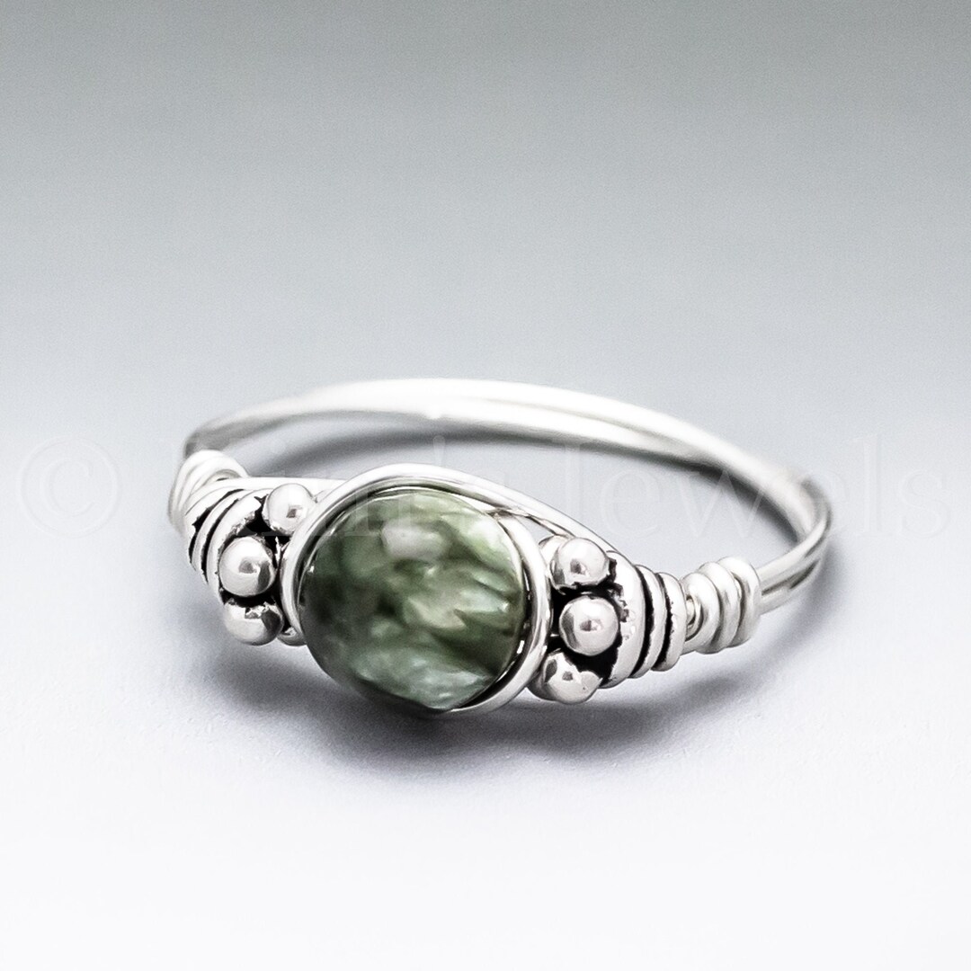 Seraphinite Clinochlore Bali Sterling Silver Wire Wrapped Gemstone BEAD ...