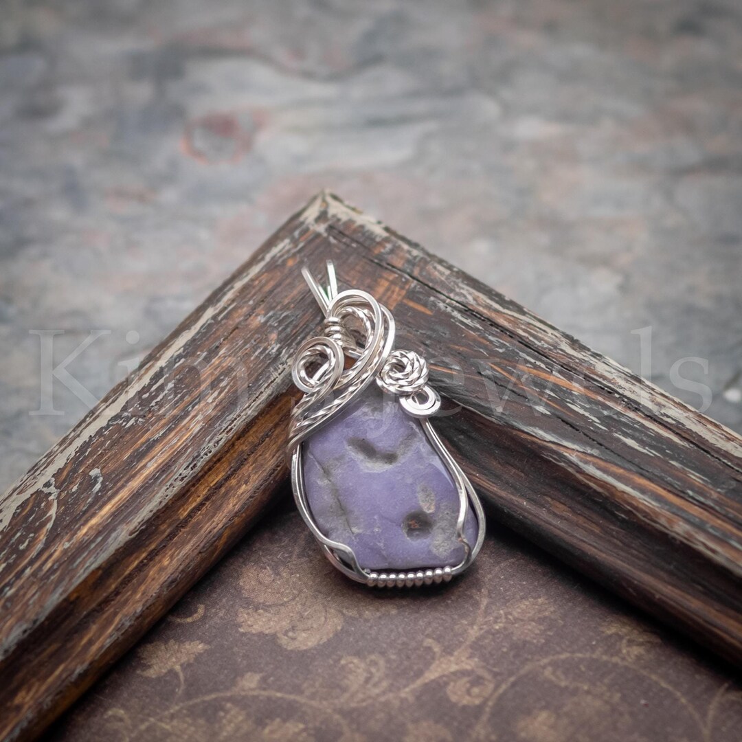 Holly Blue Agate Crystal Gemstone, Sterling Silver Wire Wrapped Pendant ...