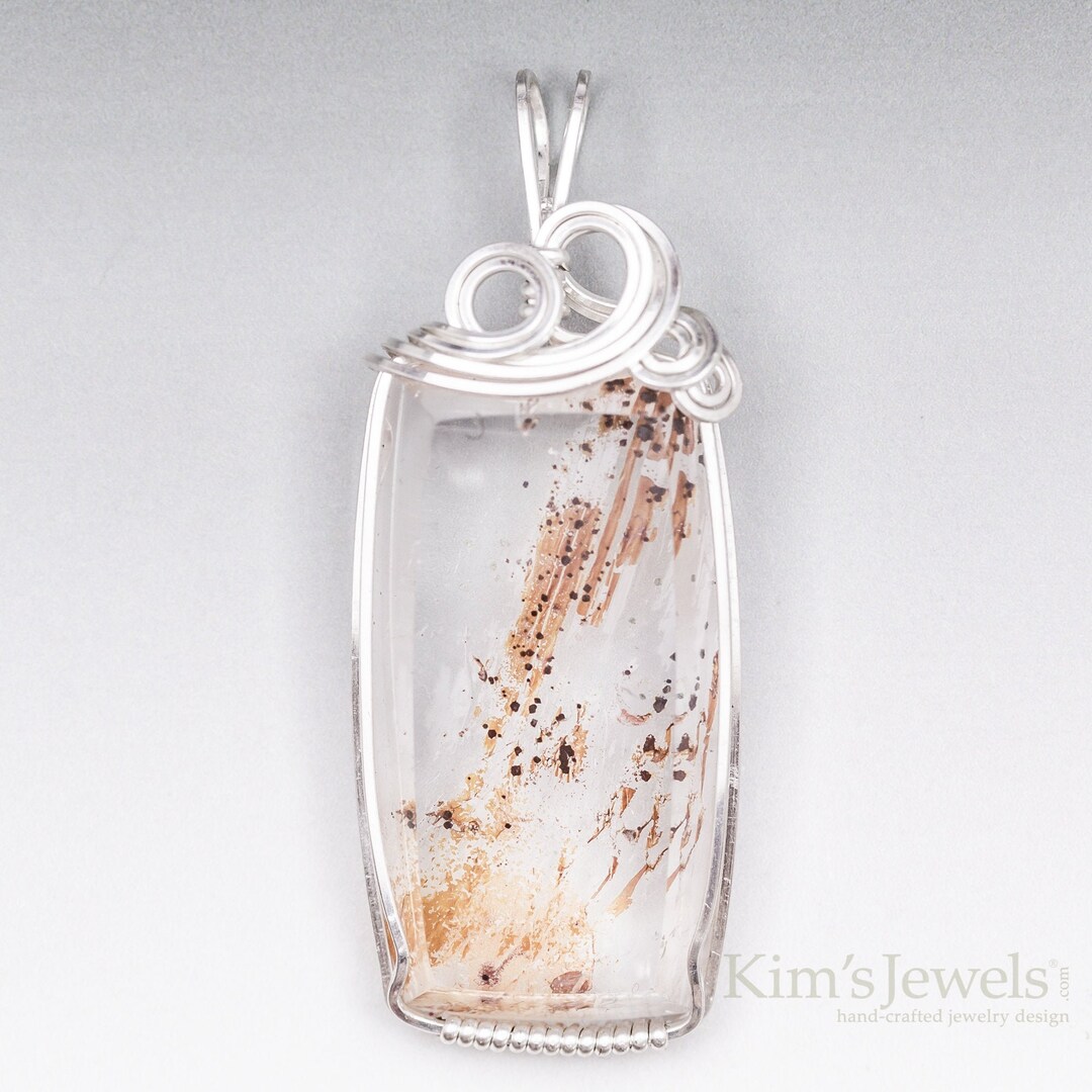 Lodolite in Quartz Gemstone Sterling Silver Wire Wrapped Pendant Ready ...