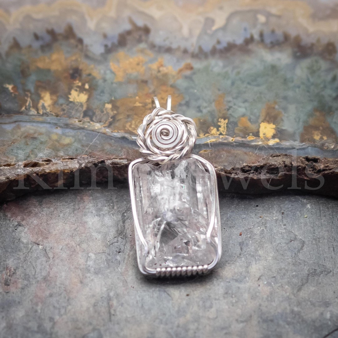 Danburite Clear White Raw Crystal Gemstone, Sterling Silver Wire ...