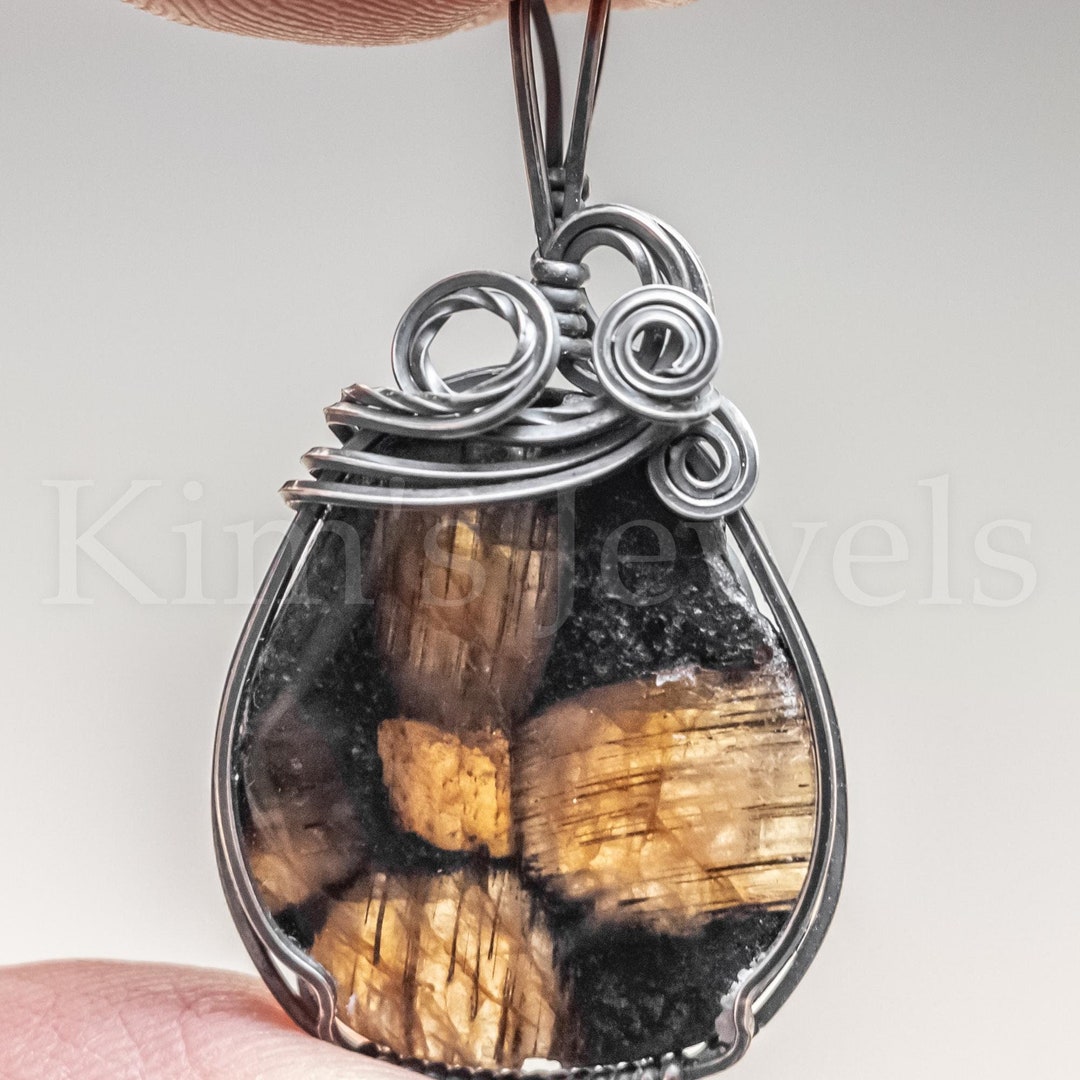 Andalusite Staurolite Cross Stone Traphiche Gemstone, Oxidized Sterling ...