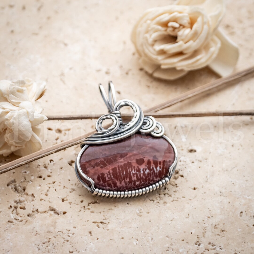 Scenic Mimbres Apache Sage Rhyolite Gemstone Oxidized Sterling Silver ...