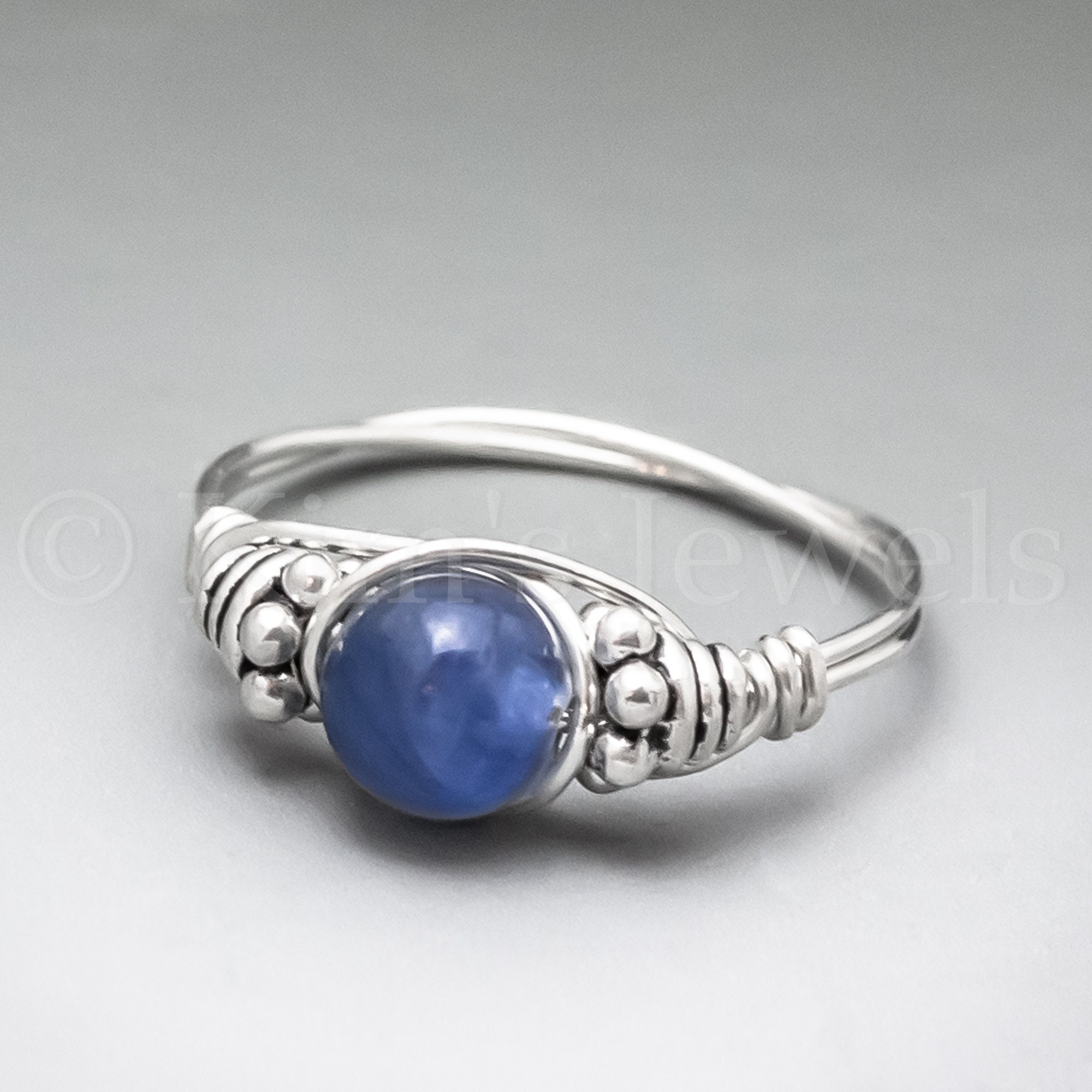 Blue Kyanite Bali Sterling Silver Wire Wrapped Gemstone BEAD | Etsy