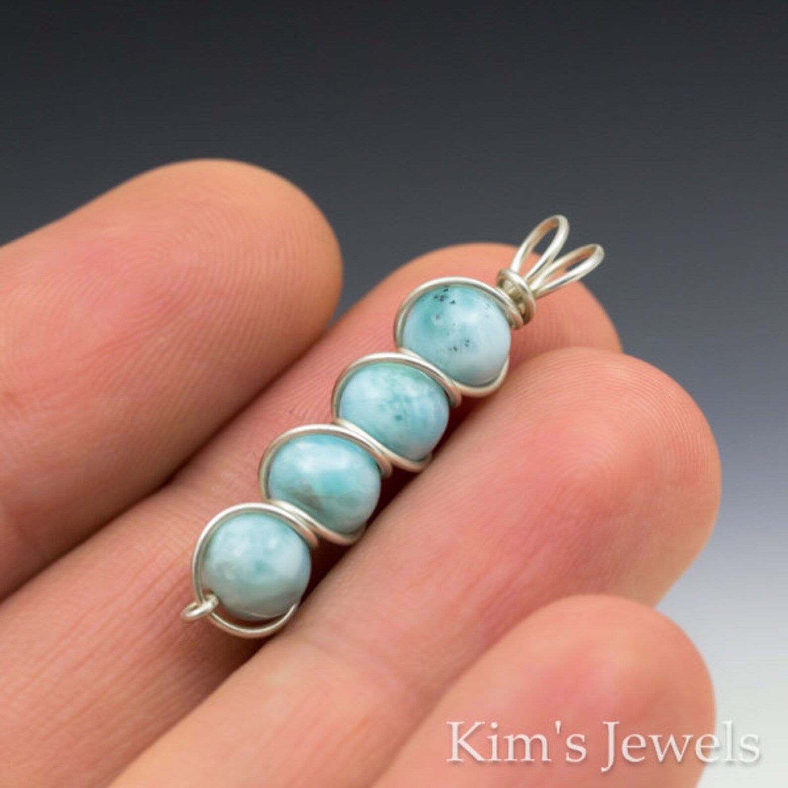 Larimar Blue Pectolite Gemstone Beaded Sterling Silver Wire - Etsy