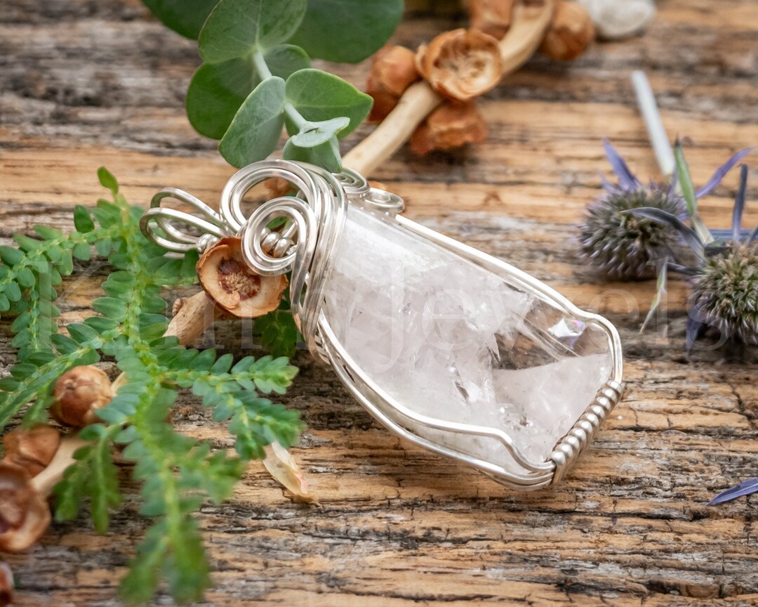 Danburite Clear White Raw Crystal Gemstone Sterling Silver Wire Wrapped ...