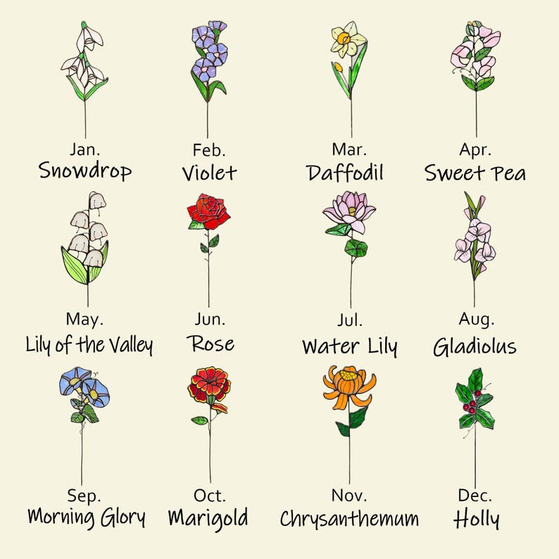 Personalized Stained Glass Birth Flower – Handmade Mother’s Day Gift ...