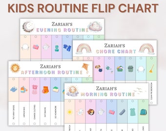 Editable Routine Flip Chart, Morning Routine, Bedtime Routine, Kids ...