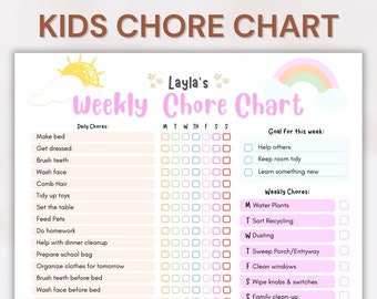 Kids Daily Checklist, Editable Chore Chart for Kids, Editable ...