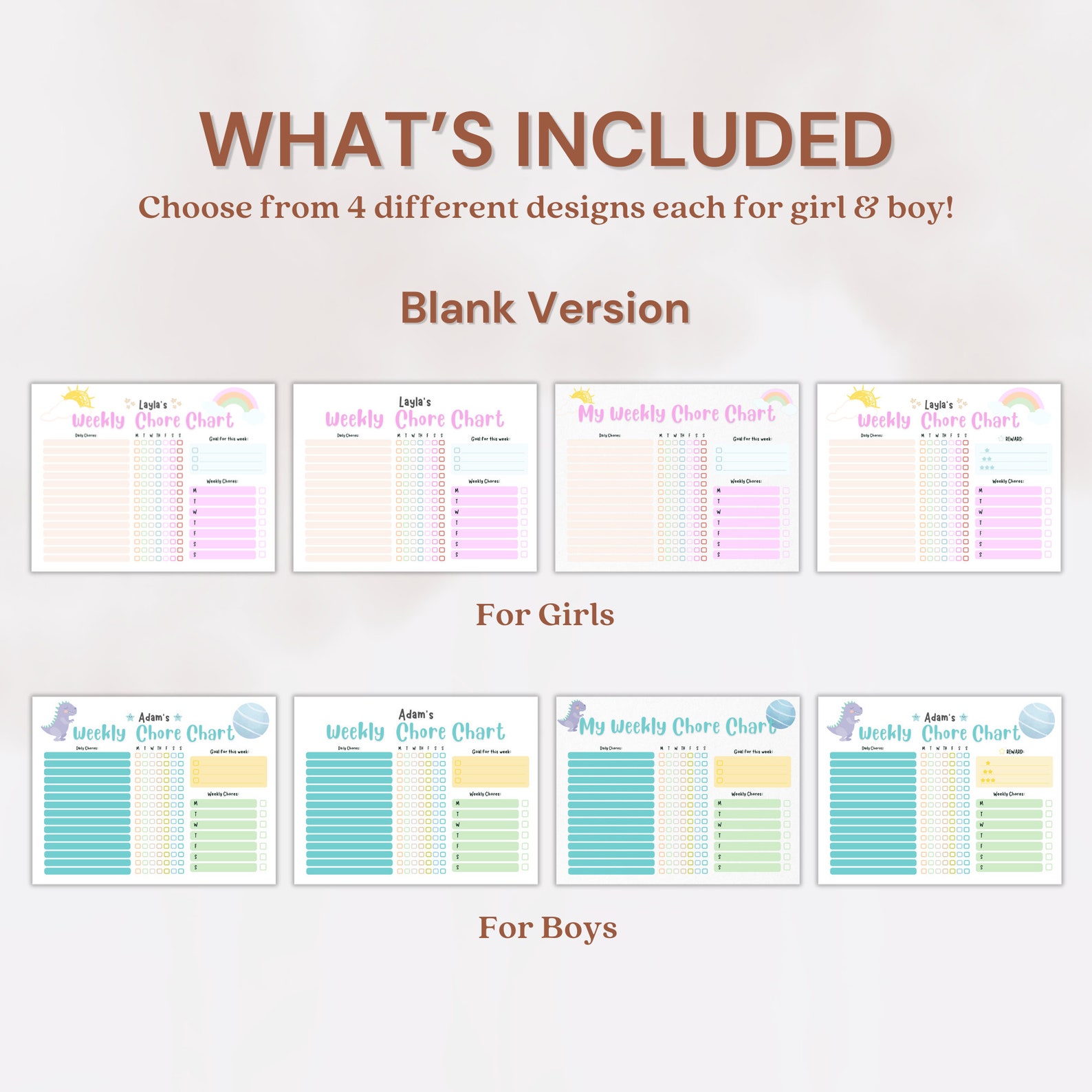 Kids Chore Chart: Editable Daily & Weekly Responsibility Checklist ...