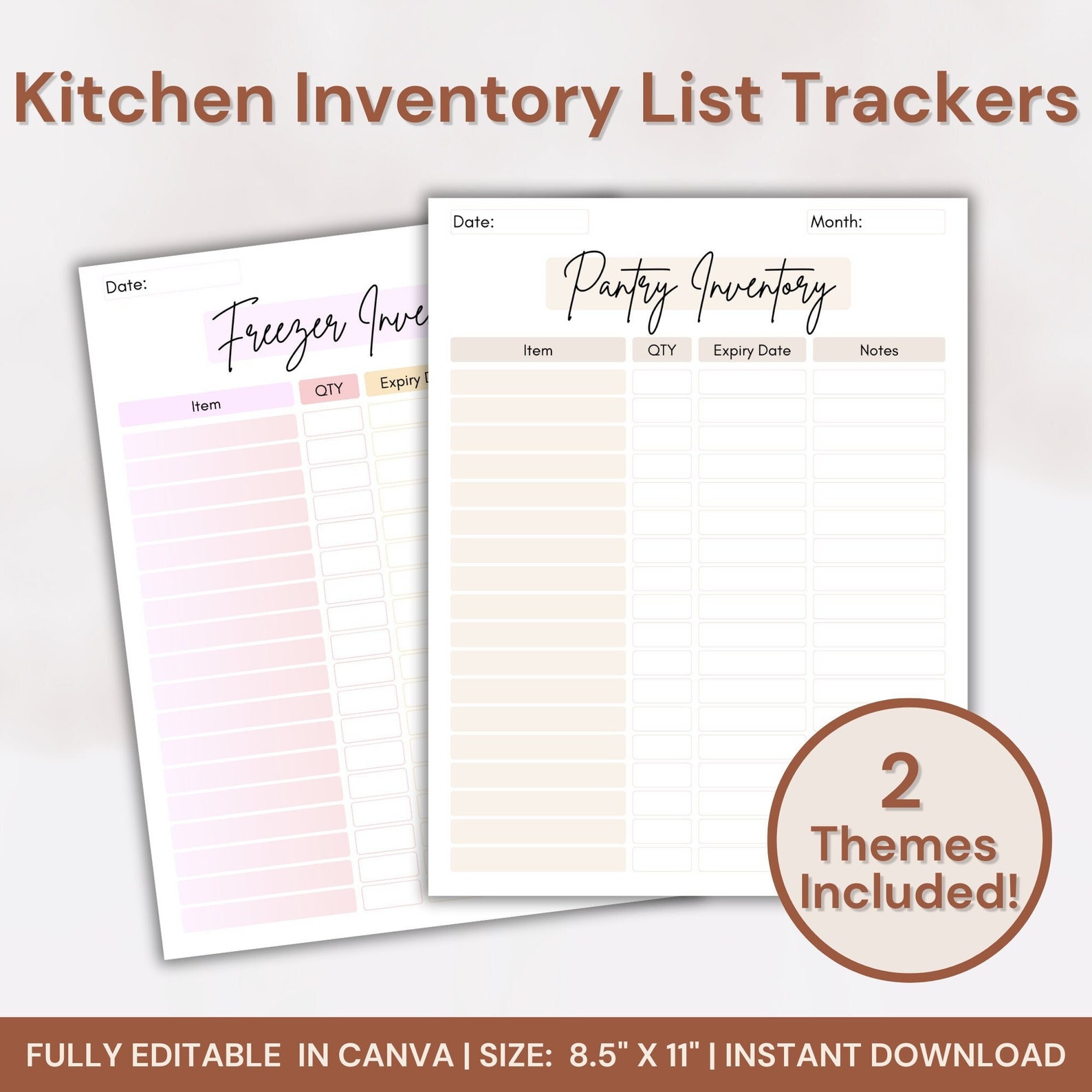 Editable & Printable Kitchen Inventory Tracker | Fridge, Freezer ...